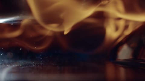 On Stove Burning Fire Under Frying Stock Footage Video (100% Royalty ...