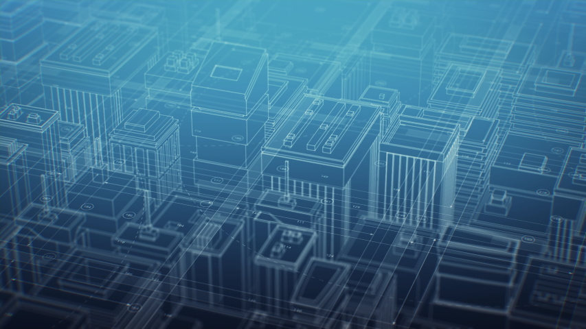 Animation of Blueprints for Architectural Stock Footage Video (100% ...