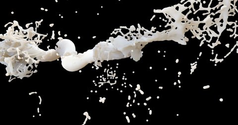 Cg Animation Milk Explosion On Black Stock Footage Video (100% Royalty ...