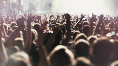 Night Rock Concert Front Row Crowd Stock Footage Video (100% Royalty ...