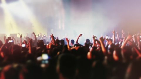 Night Rock Concert Front Row Crowd Stock Footage Video (100% Royalty ...