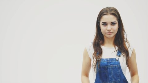 Young Pretty Lovely Girl Beckons Finger Stock Footage Video (100% ...