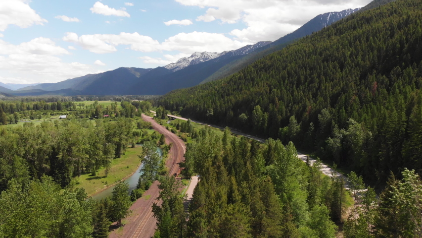 Hills, road, landscape, and river in Montana image - Free stock photo ...