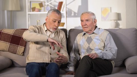 Old Man Explaining Something Deaf Friend Stock Footage Video (100% ...