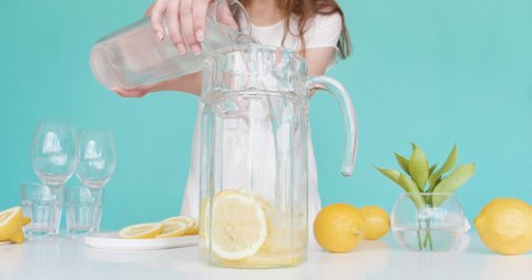 Girl Adds Cold Water Jugin Glass Stock Footage Video (100% Royalty-free ...