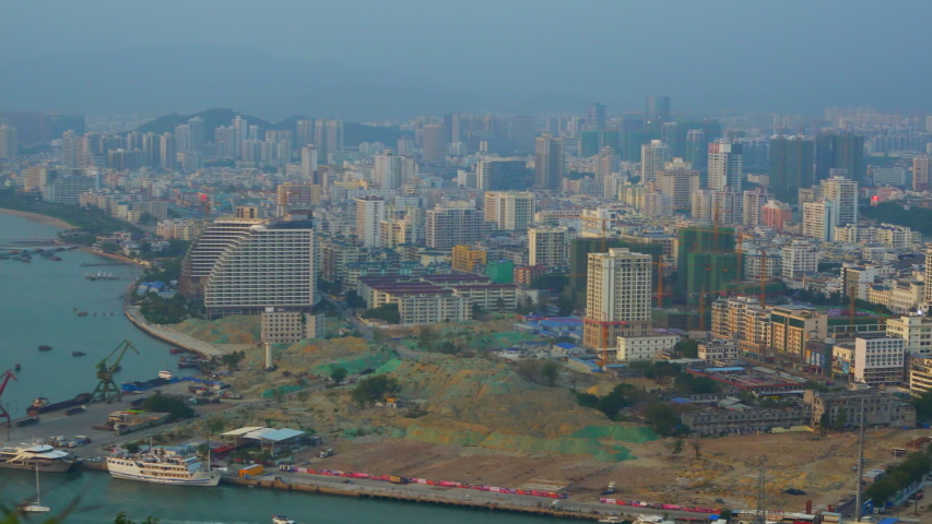Boats and buildings with cityscape in Sanya image - Free stock photo ...