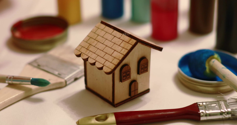 5 Painted Wood Mini Houses/Painted Blank Houses/DIY Houses Home ...
