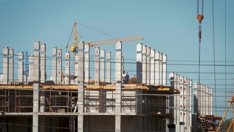 Building Half Construction Finished Building Facade Stock Illustration ...