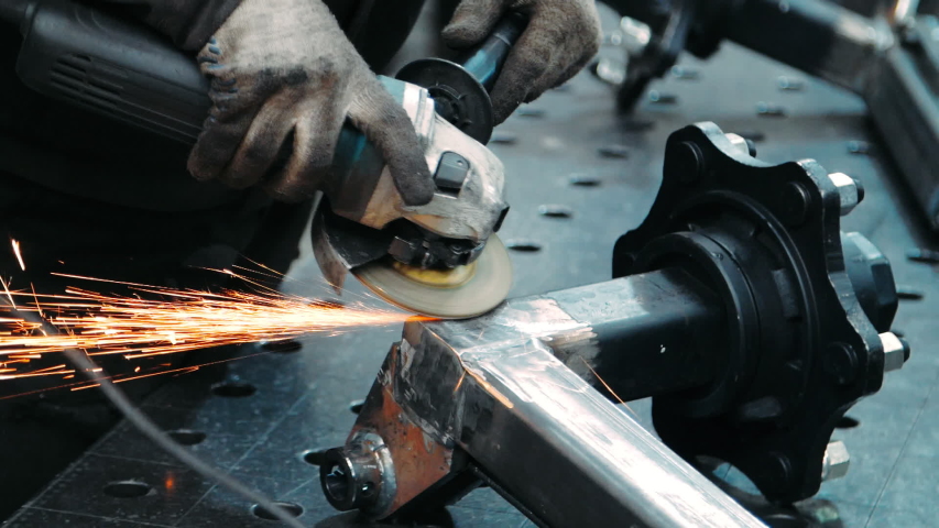 Professional Worker Polishing Metal Surface Stock Footage Video (100% ...