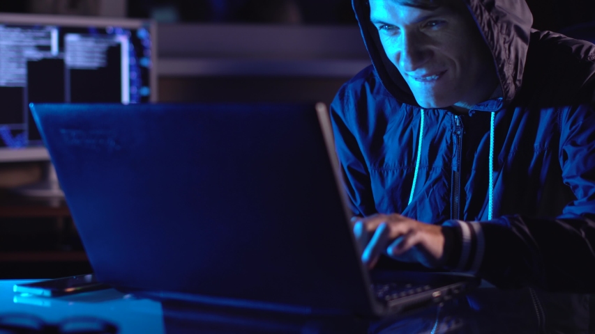 Male Hacker Celebrates Success with Stock Footage Video (100% Royalty ...