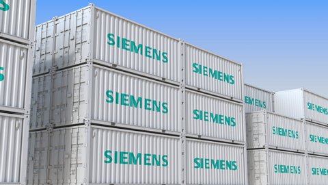Container Terminal Full Containers Logo Siemens Stock Footage Video ...