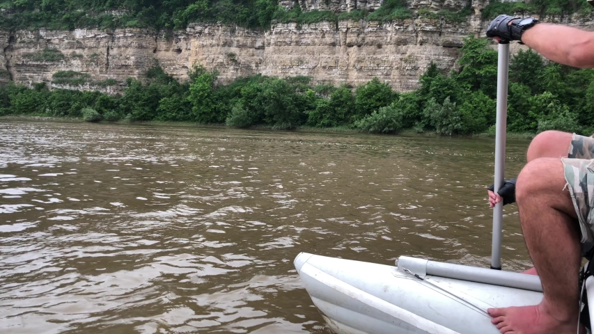 Man Swims On River Boat Side Stock Footage Video (100% Royalty-free ...