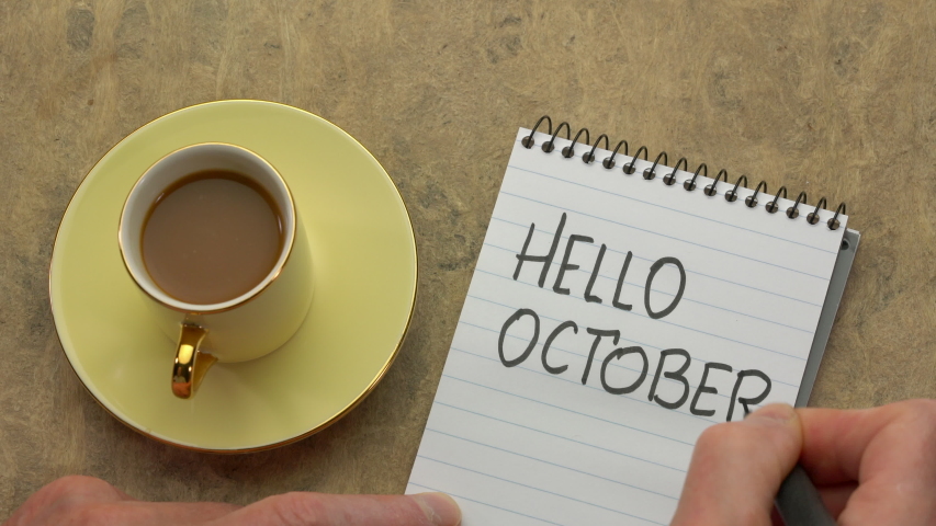 Hello October Man Hand Writing Note Stock Footage Video (100% Royalty ...