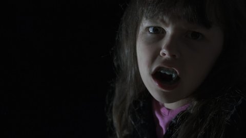 Horror Halloween Day Little Girl Vampire Stock Footage Video (100% ...