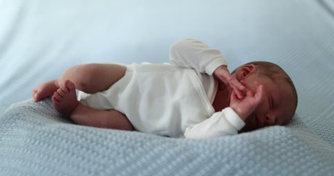 Newborn Baby Waking Stretching Body Stock Footage Video (100% Royalty ...
