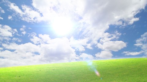 Green Field Time Lapse Clouds Background Stock Footage Video (100% ...
