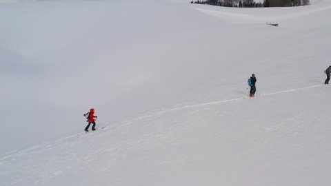 Ski Touring Splitboarding Concept Group Tourist Stock Footage Video ...