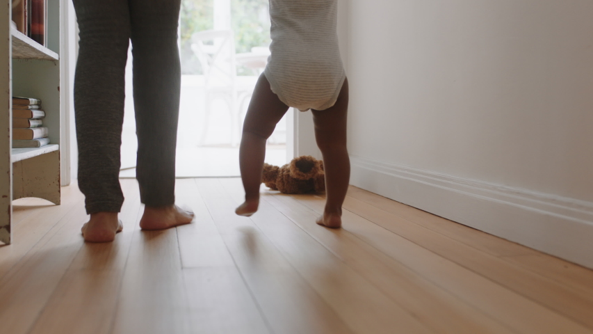 baby learning walk toddler taking first Stock Footage Video (100% ...