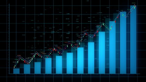 Digital Blue Bar Chart Growing Business Stock Footage Video (100% ...