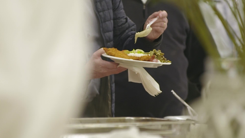 people pouring food dining room buffet Stock Footage Video (100% ...