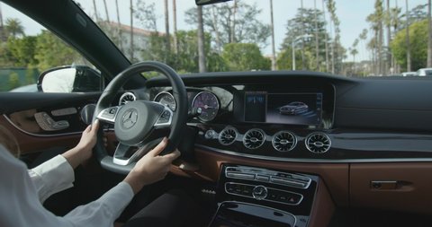 Woman Driving Mercedes Benz Eclass Coupe Stock Footage Video (100% ...