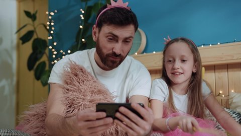 Happy Father Daughter Dressed Magic Fairies Stock Footage Video (100% ...