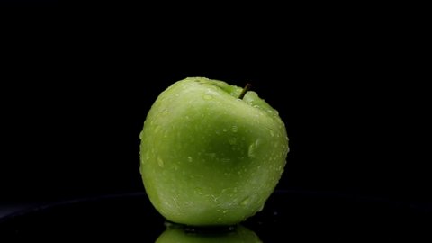 Closeup Rotation Fresh Green Apple Rotating Stock Footage Video (100% ...