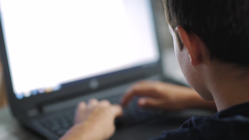 closeup view little boy kid programming Stock Footage Video (100% ...