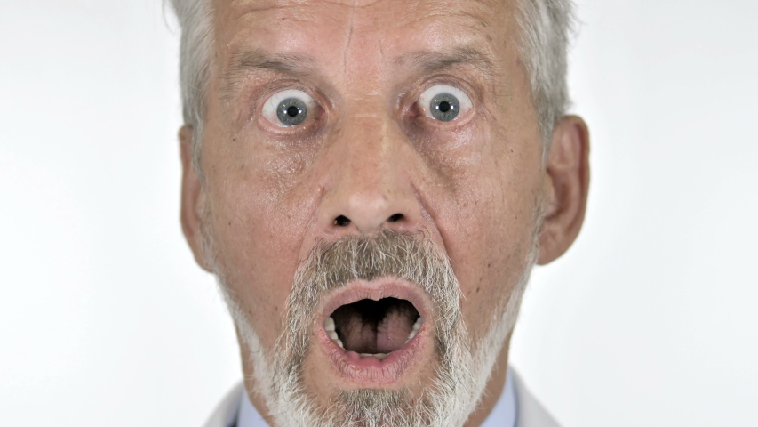 close shocked old man white background Stock Footage Video (100% ...