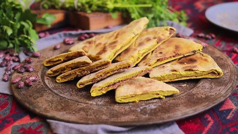 Lobiani Traditional Georgian Bread Stuffed Red Stock Footage Video (100 ...
