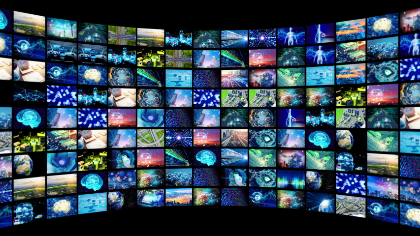 television production technologies concept video wall Stock Footage ...