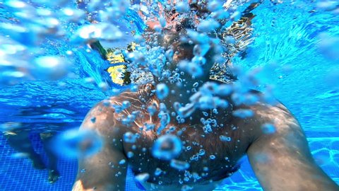 Healthy Male Diving Blue Water Man Stock Footage Video (100% Royalty ...