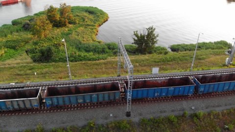 Train Empty Cargo Containers Moving Down Stock Footage Video (100% ...