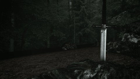 Medieval Iron Sword Stuck Inside Rock Stock Footage Video (100% Royalty ...