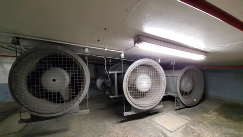 Exhaust Ventilation Fan Underground Garage Lower Stock Footage Video ...