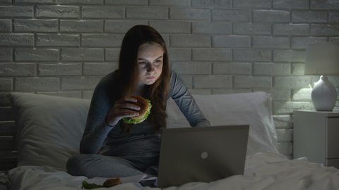 crying young woman typing on laptop Stock Footage Video (100% Royalty ...