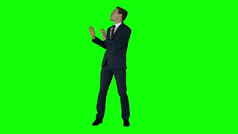 Shocking Businessman On Green Screen Ultra Stock Footage Video (100% ...