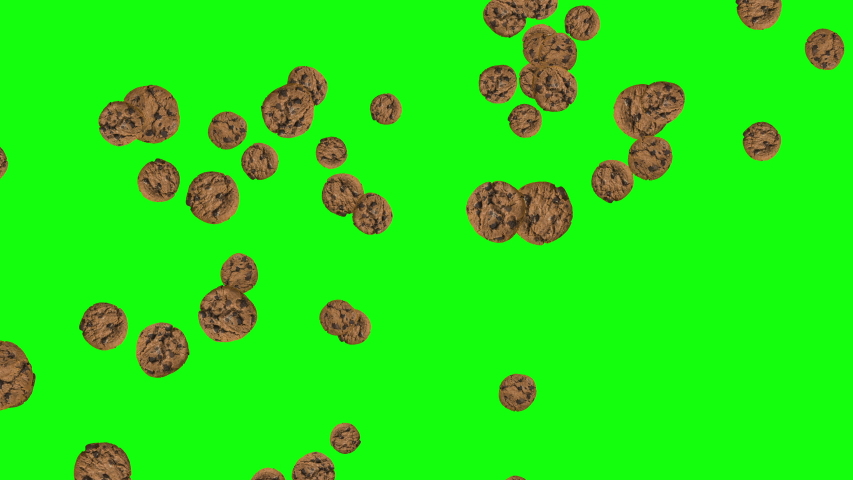 chocolate chip cookies falling on green Stock Footage Video (100% ...