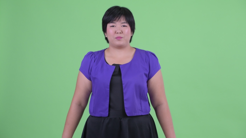 happy young overweight asian woman clapping Stock Footage Video (100% ...