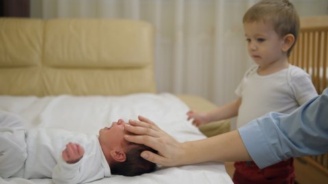 Mother Hand Caress Calm Down Newborn Stock Footage Video (100% Royalty ...