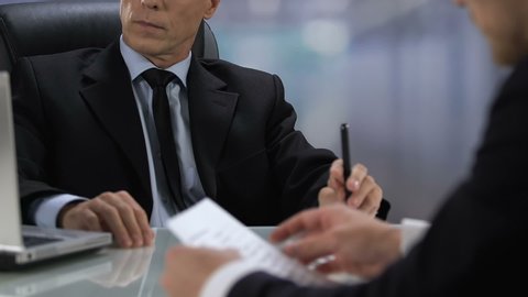 Company Boss Refusing Job Candidate Putting Stock Footage Video (100% ...