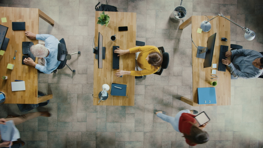 top view camera shot office diverse Stock Footage Video (100% Royalty ...