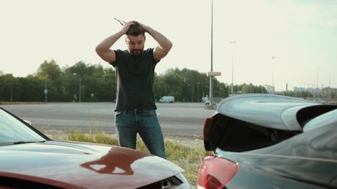 Car Crash Confused Angry Businessman Gets Stock Footage Video (100% ...