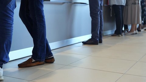 View Legs Customers Standing N Modern Stock Footage Video (100% Royalty ...