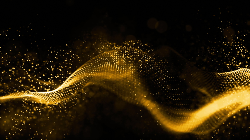 gold color digital particles wave flow Stock Footage Video (100% ...