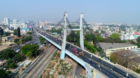 Hanging Bridge Bengaluru City Aerial View Stock Footage Video (100% ...