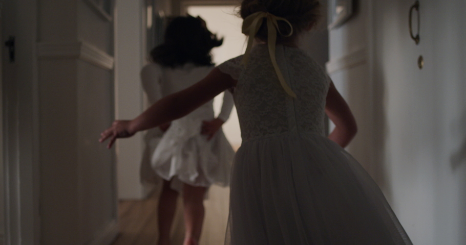 Happy Little Girls Running Through House Stock Footage Video (100% ...