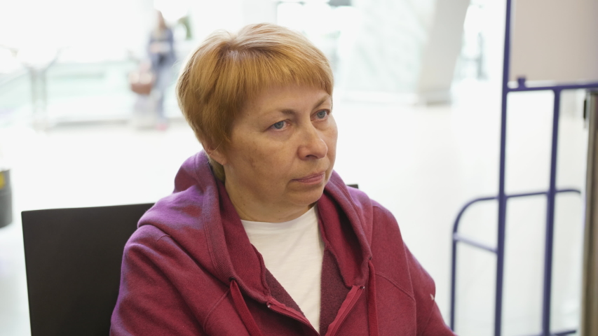 side view portrait old woman sitting Stock Footage Video (100% Royalty ...