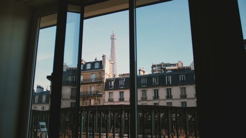 12 Eiffel Tower Through Window Stock Video Footage - 4K and HD Video ...