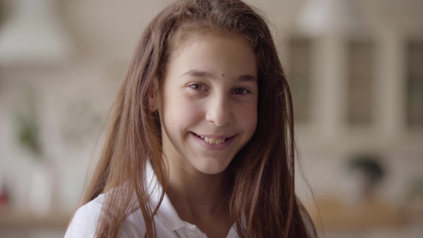 portrait cute little girl looking camera Stock Footage Video (100% ...